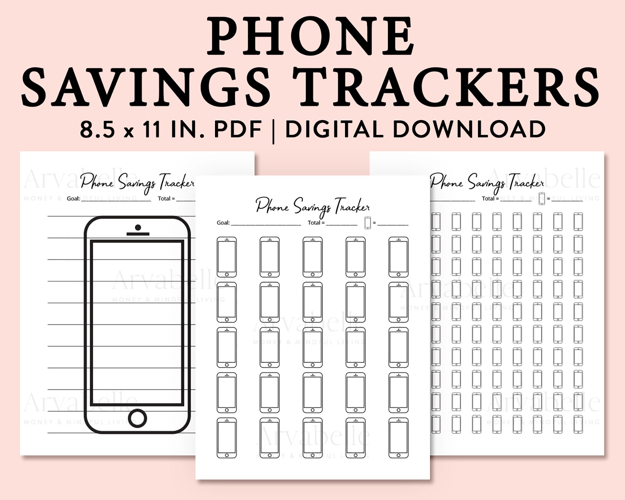 Printable Phone Savings Tracker Pack of 3 Bundle, Digital Download, PDF ...