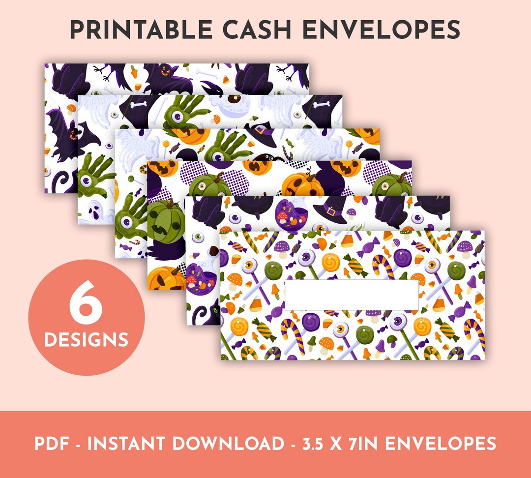 Light Halloween Printable Cash Envelopes With Transaction Tracker ...