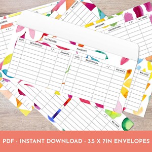 Watercolor Rainbow Printable Cash Envelopes With Transaction Tracker ...