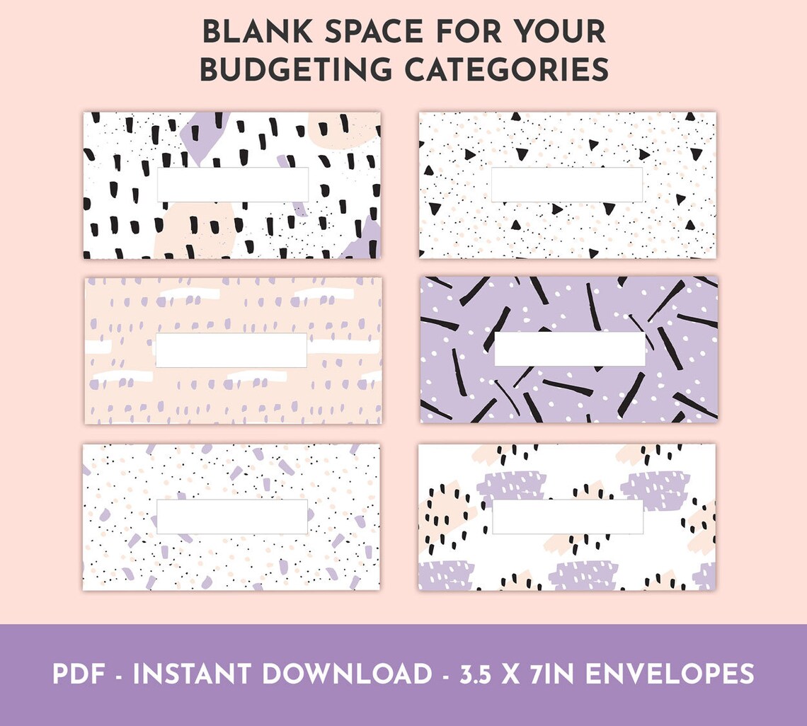 Purple Confetti Printable Cash Envelopes With Transaction - Etsy
