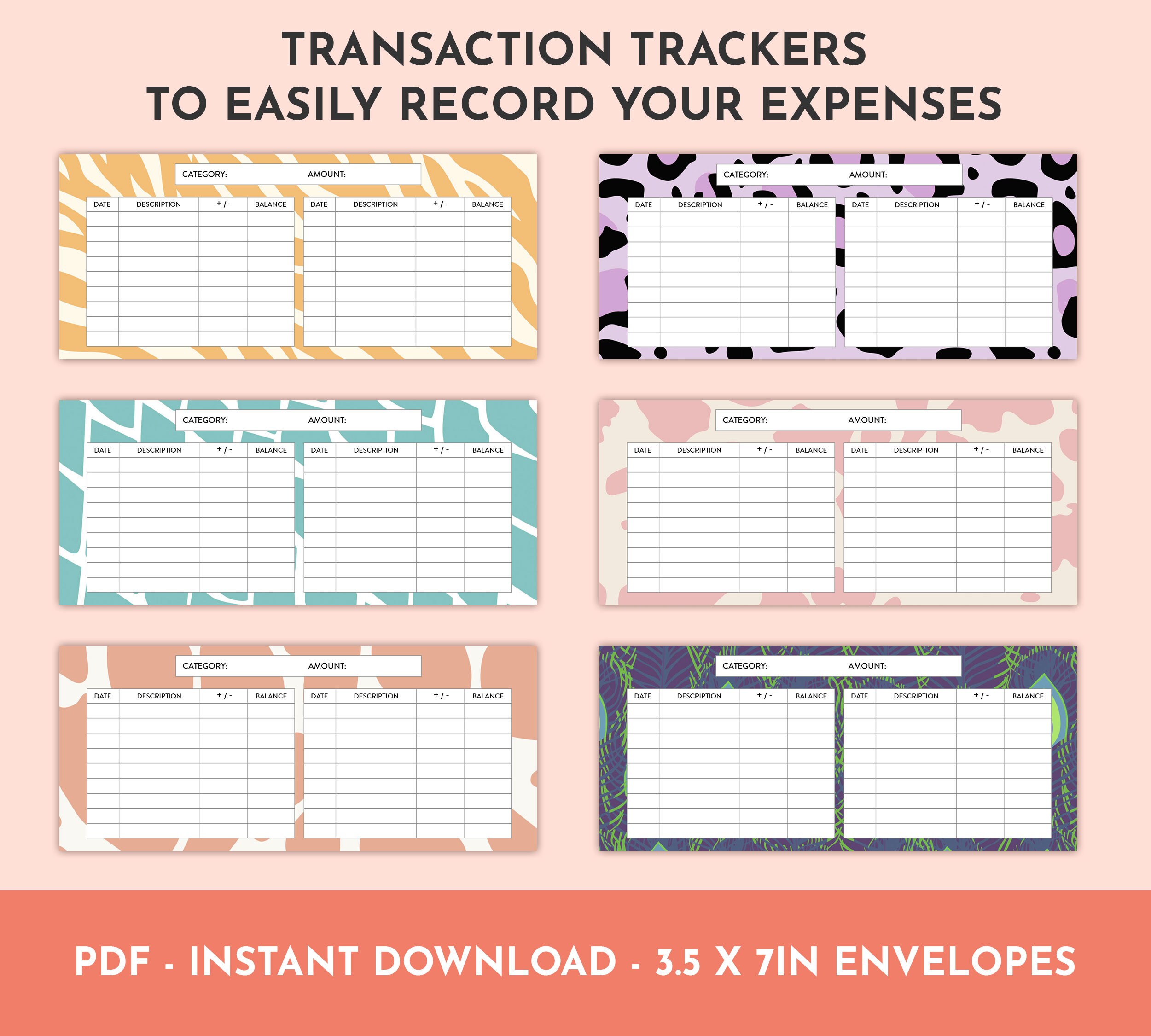 Pastel Safari Animal Print Printable Cash Envelopes With - Etsy