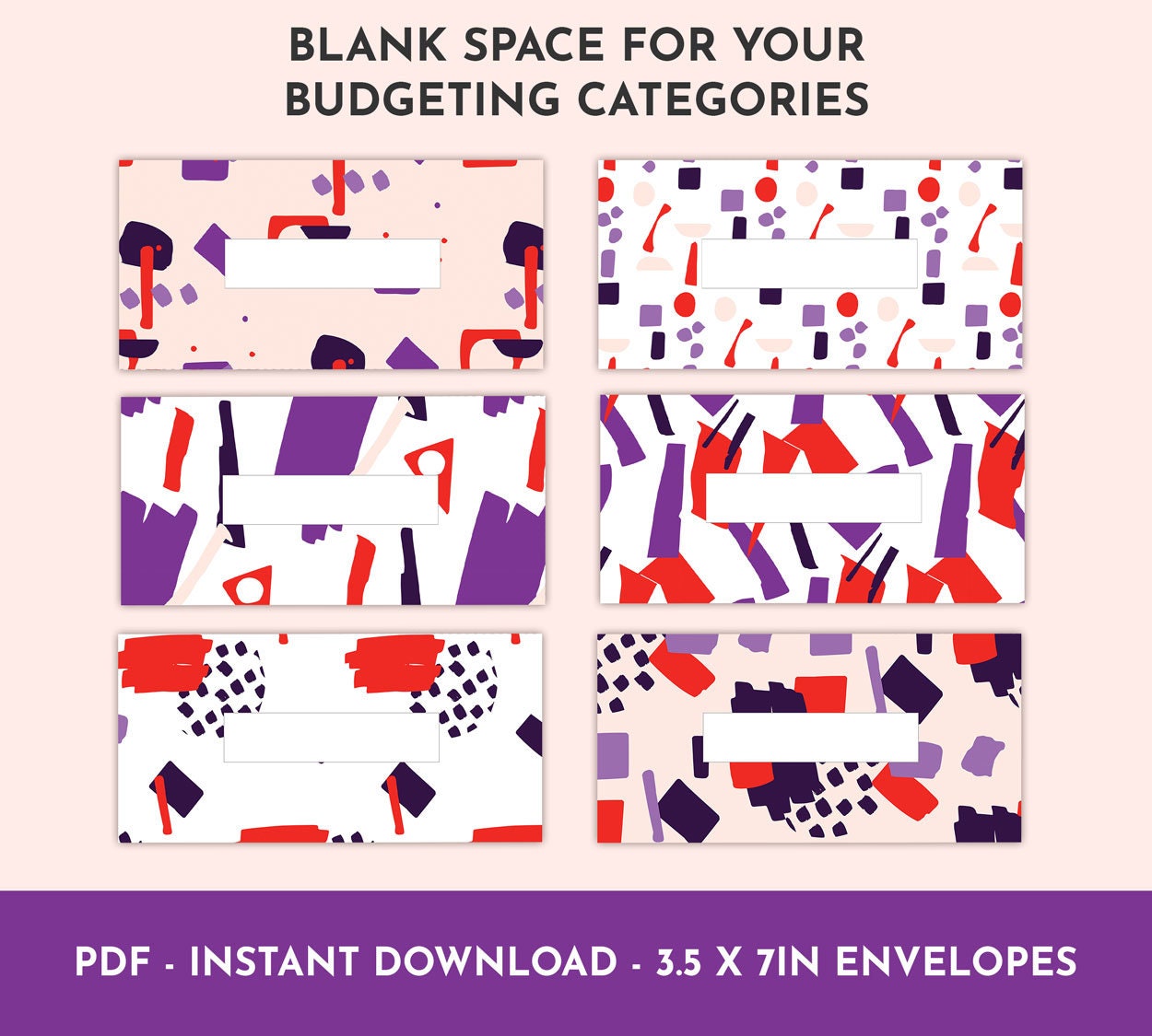 Purple & Red Printable Cash Envelopes With Transaction Tracker - Etsy