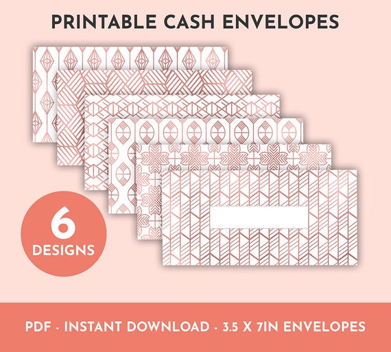 Rose Gold Printable Cash Envelopes With Transaction Tracker | Etsy