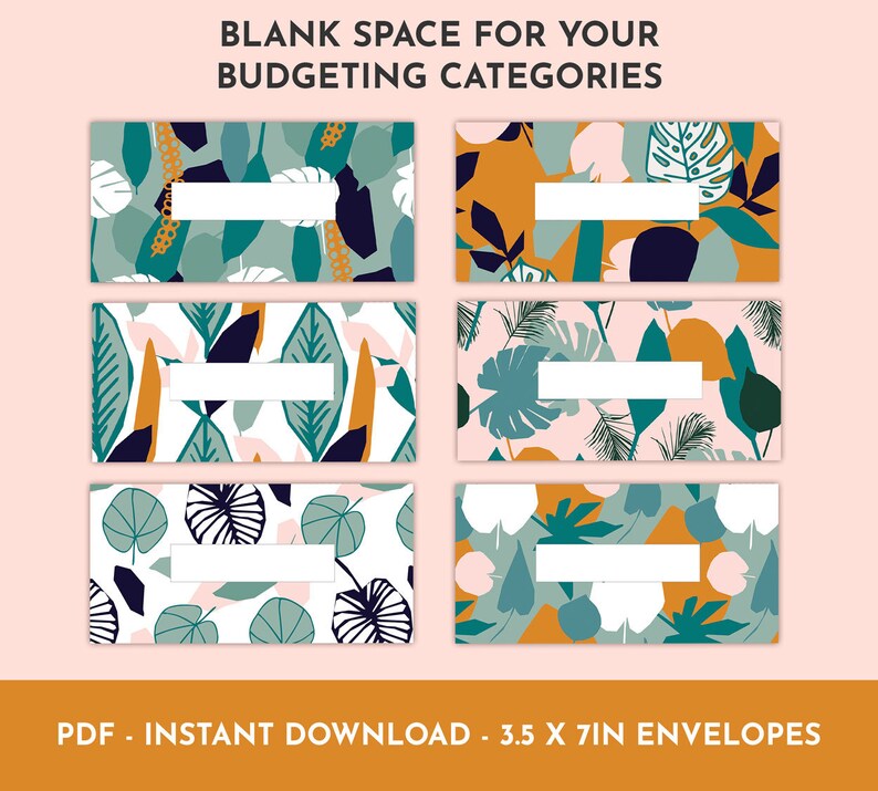 Jungle Printable Cash Envelopes With Transaction Tracker Horizontal ...