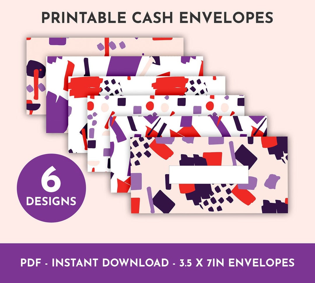 Purple & Red Printable Cash Envelopes With Transaction Tracker - Etsy