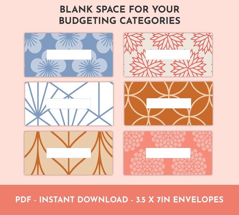 Mixed Patterns Printable Cash Envelopes With Transaction | Etsy