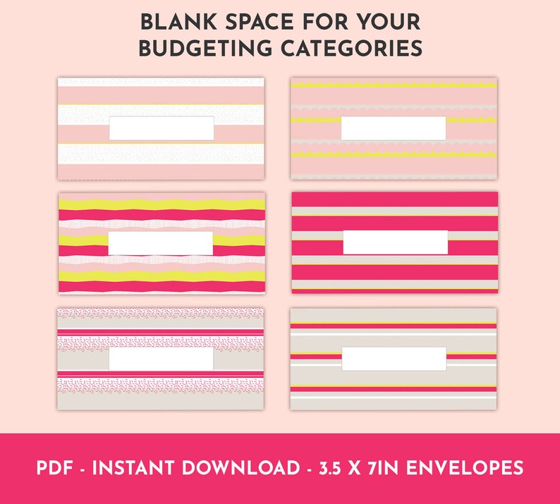 Party Stripes Printable Cash Envelopes With Transaction - Etsy