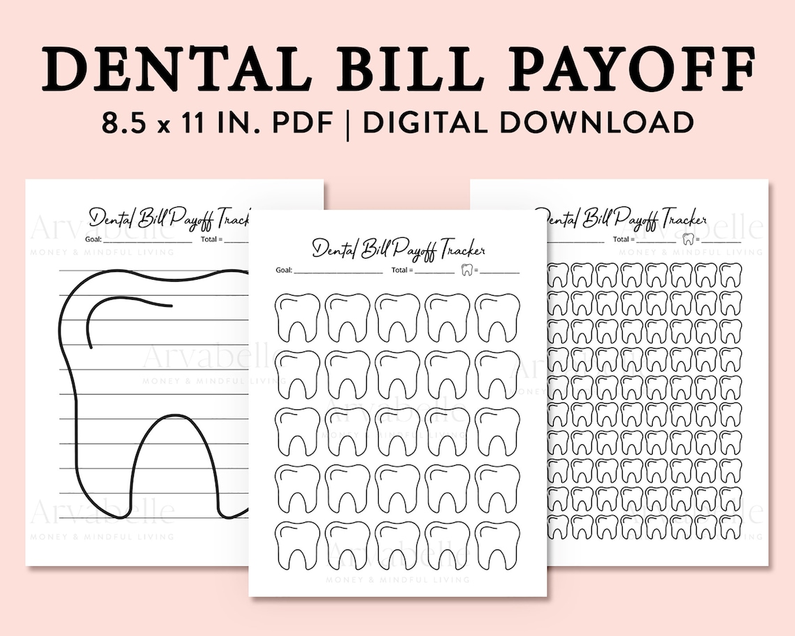 Printable Dental Bill / Braces Debt Payoff Tracker Pack of 3 Bundle ...