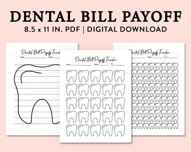 Printable Dental Bill / Braces Debt Payoff Tracker Pack of 3 - Etsy ...