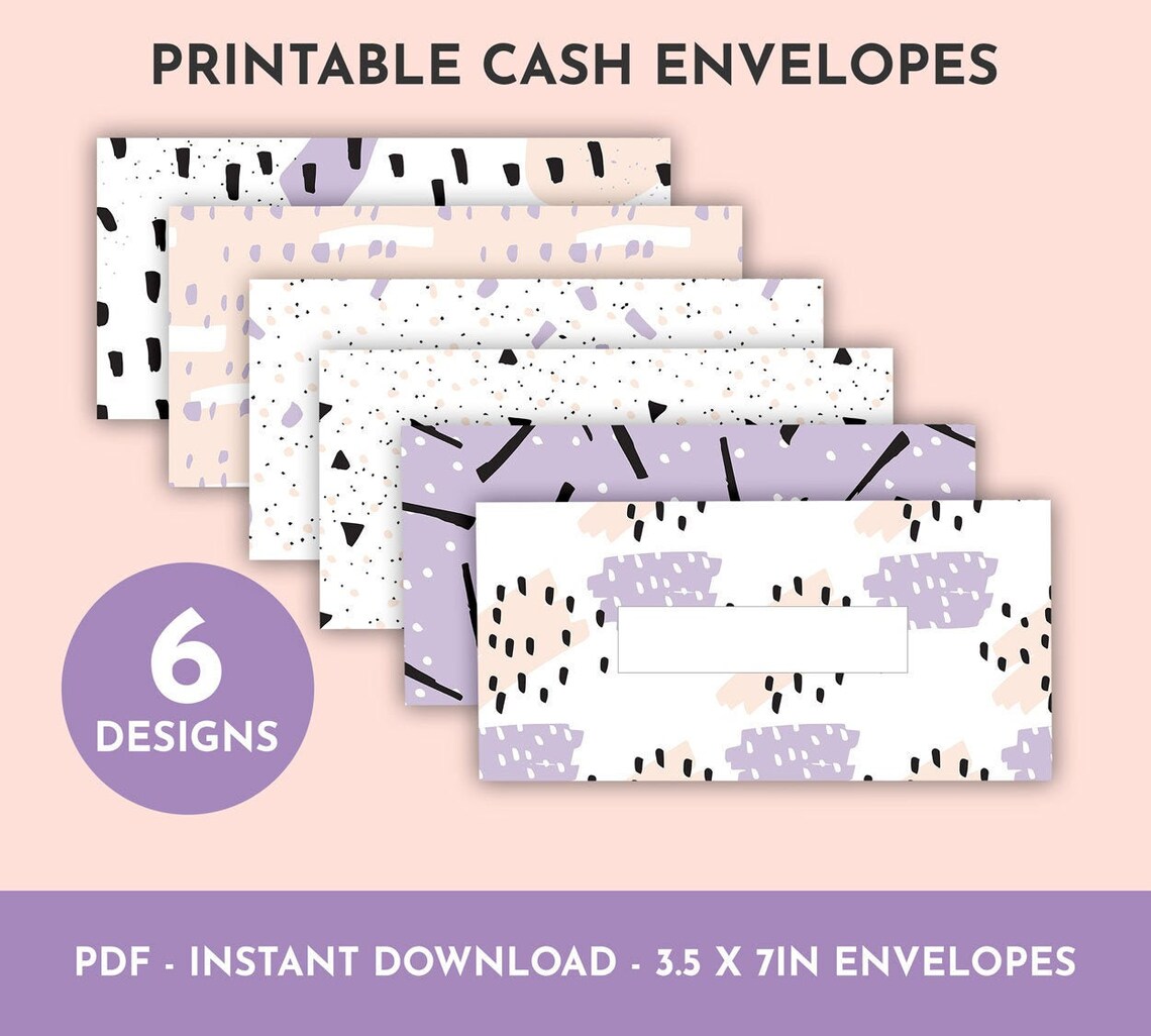 Purple Confetti Printable Cash Envelopes With Transaction - Etsy