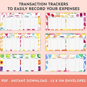 Watercolor Rainbow Printable Cash Envelopes With Transaction Tracker ...