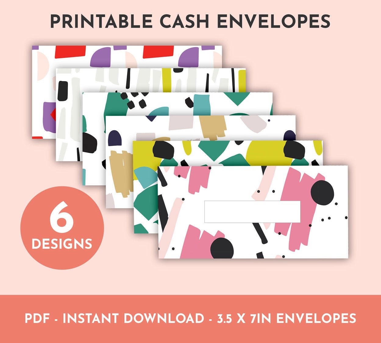 Mixed Abstract Printable Cash Envelopes With Transaction Tracker ...