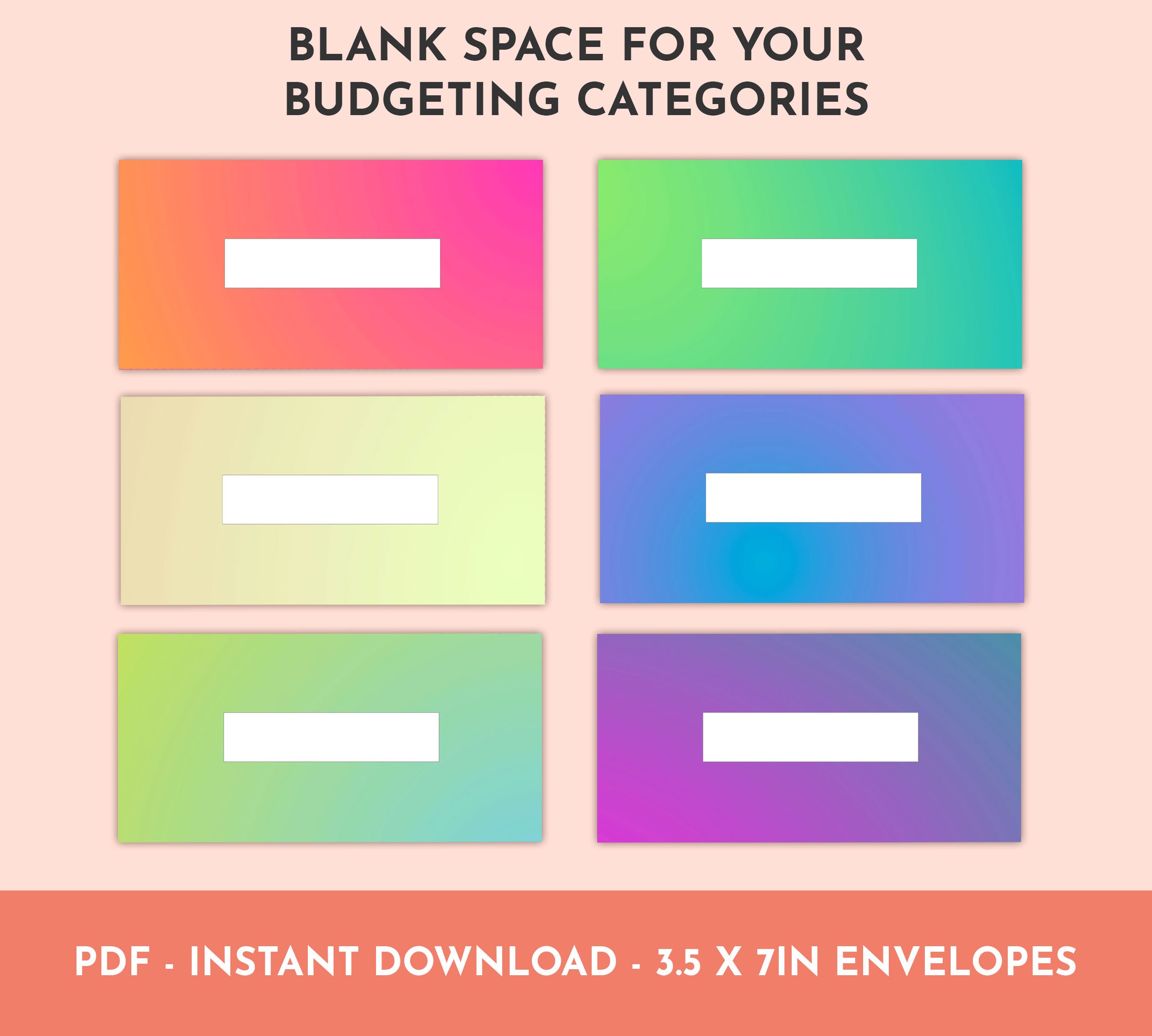 Rainbow Gradient Printable Cash Envelopes With Transaction Tracker ...