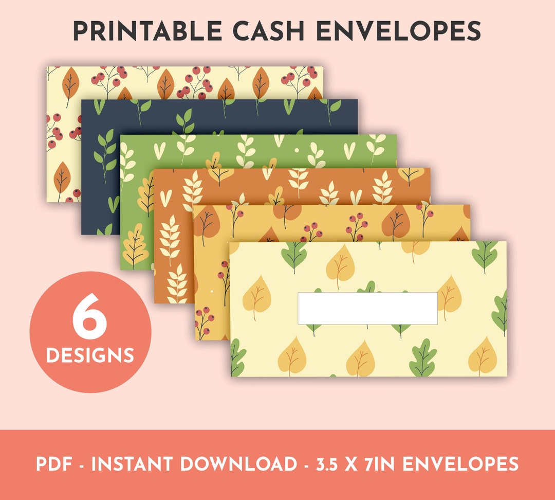 Autumn Leaves Printable Cash Envelopes With Transaction Tracker ...
