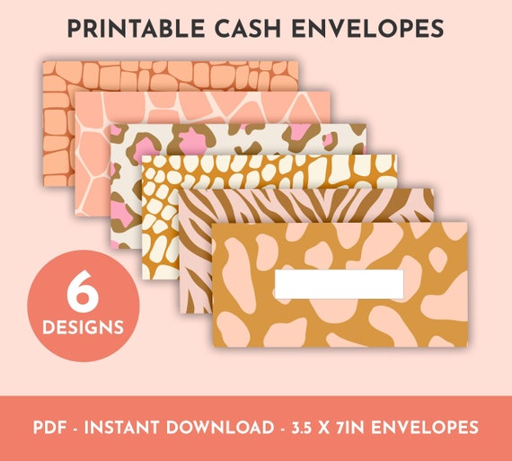 Pink Safari Animal Print Printable Cash Envelopes With - Etsy