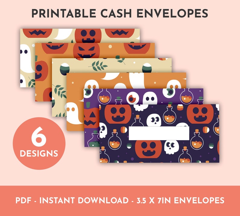 Cute Halloween Printable Cash Envelopes With Transaction - Etsy