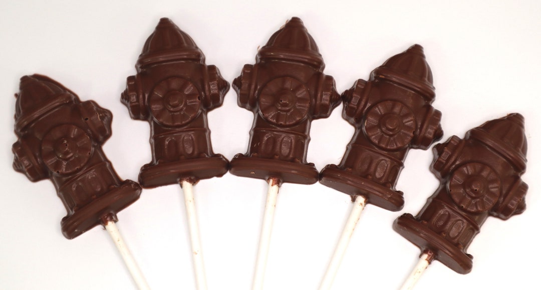 10 Fire Hydrant Fire Department Milk, Dark or White Chocolate Lollipop ...