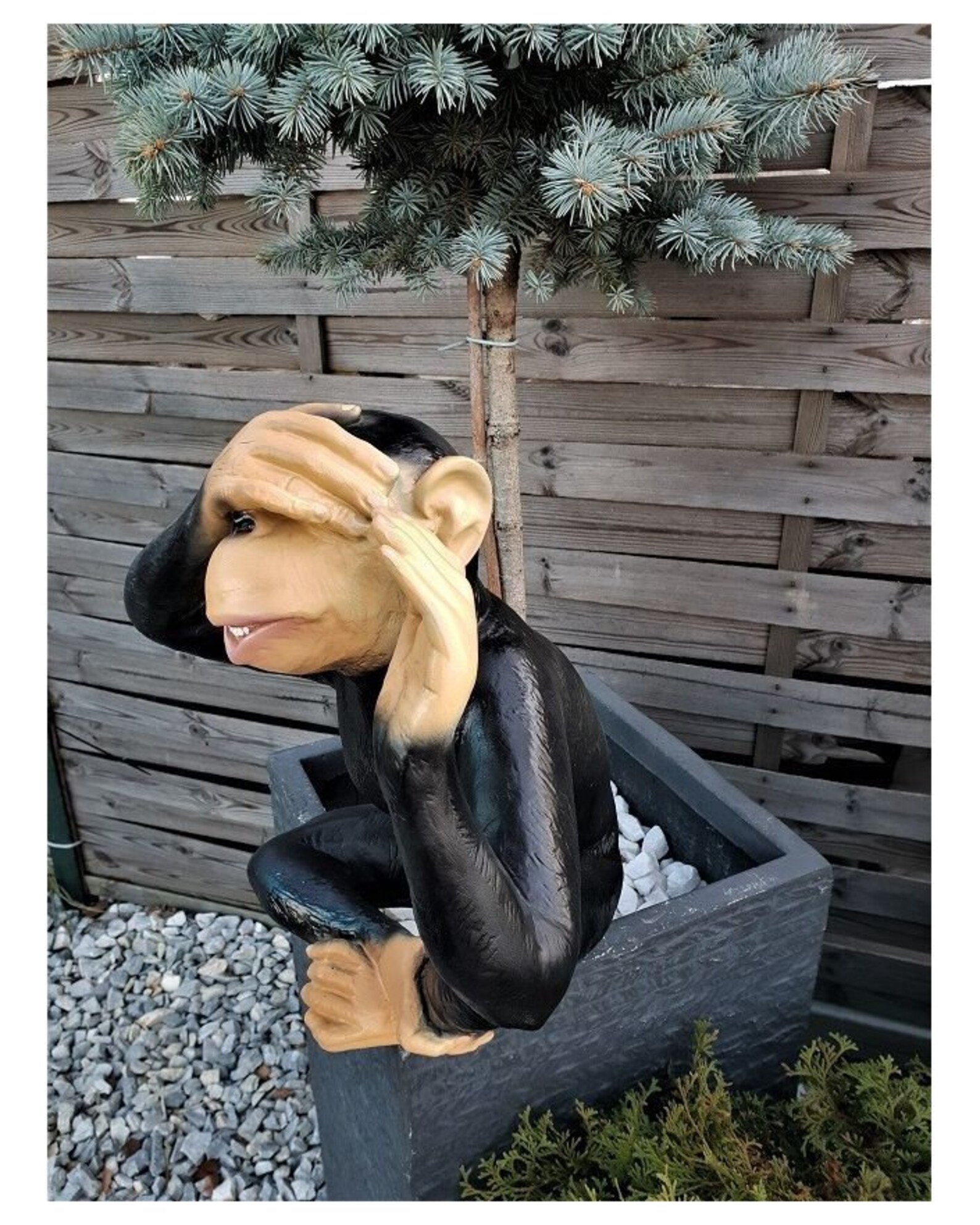 Monkey Sculpture Animal Figurine Monkey Does Not See Safari Jungle Decor Plastic Monkey Lover ...