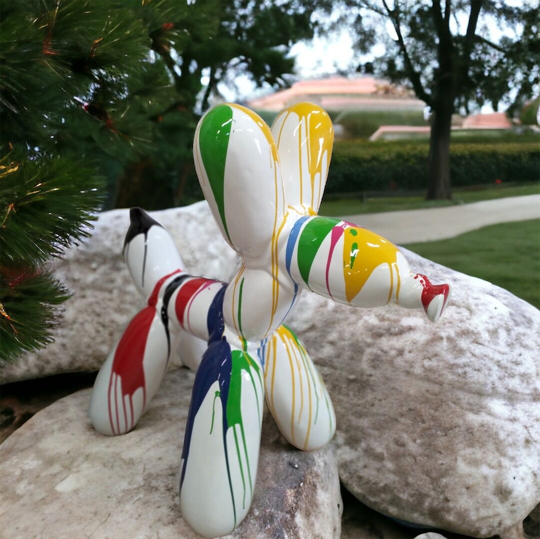 Balloon Dog Statue Resin Art Dog Figurine Painted Balloon Puppy Outdoor ...