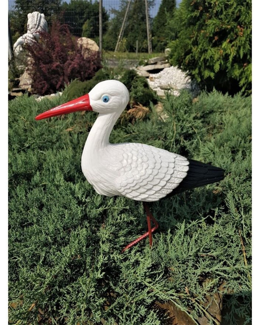 Lifelike Stork Statue Plastic Bird Figure Outdoor Decor Landscape ...