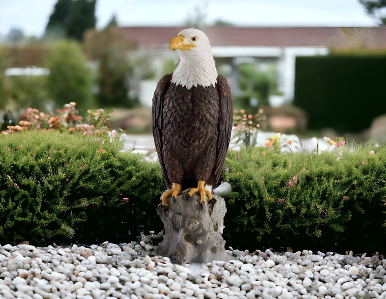 Bald Eagle Sculpture Realistic Plastic Eagle Bird Decor Garden ...