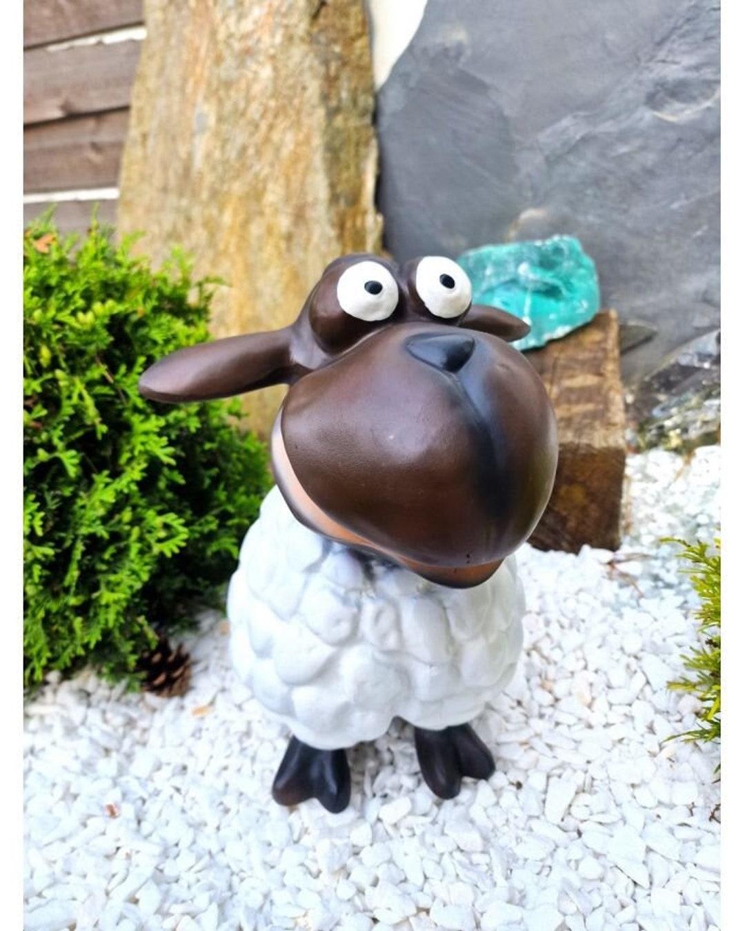 Cute Sheep Figure Resin White Sheep Animal Decoration Yard Statues ...