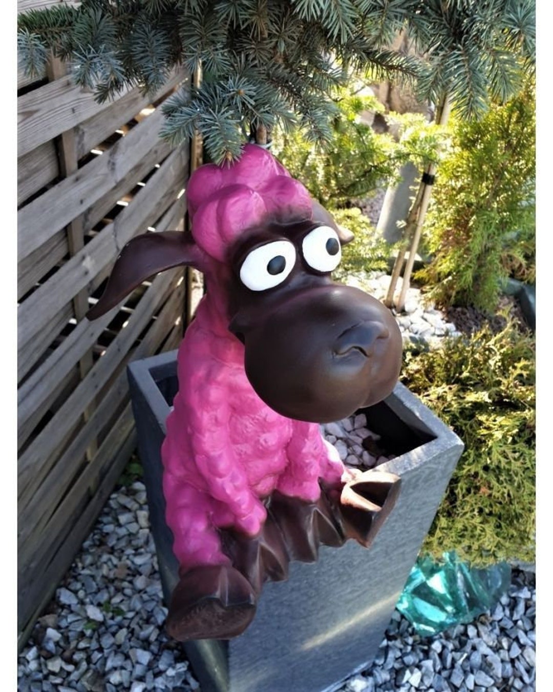 Pink Sheep Statue Modern Home Decor Animal Sculpture Plastic Sheep ...