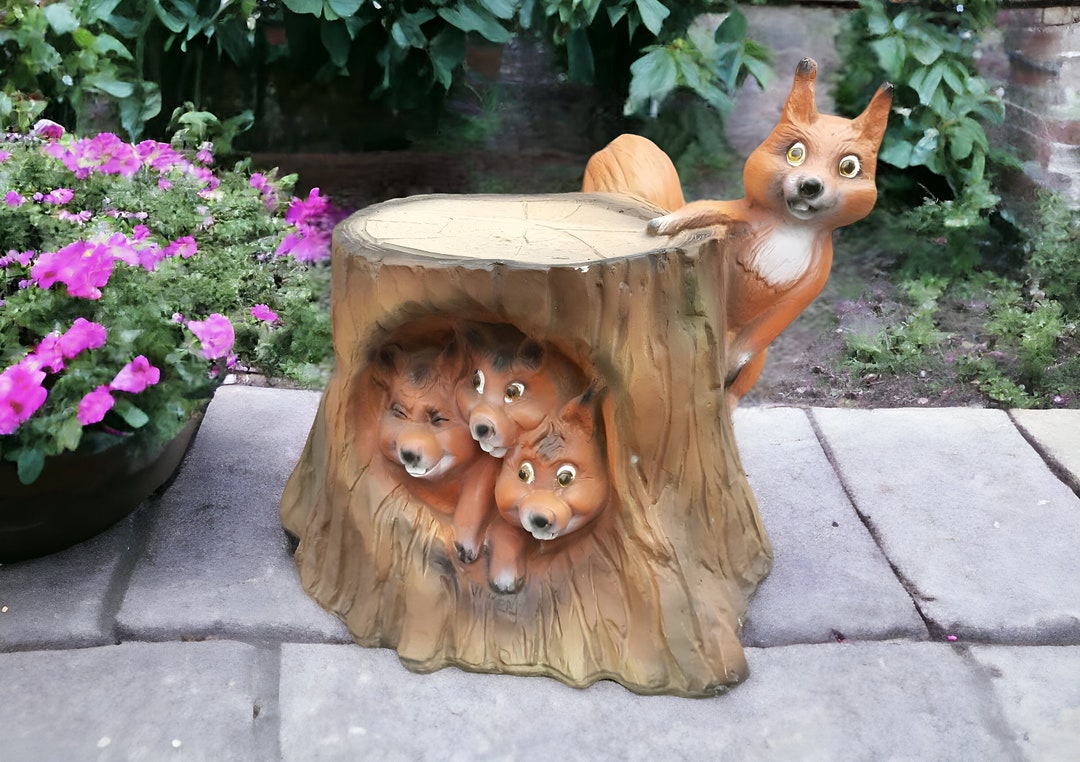 Squirrels on Tree Stump Cute Squirrel With Childs Resin Animal Decor ...