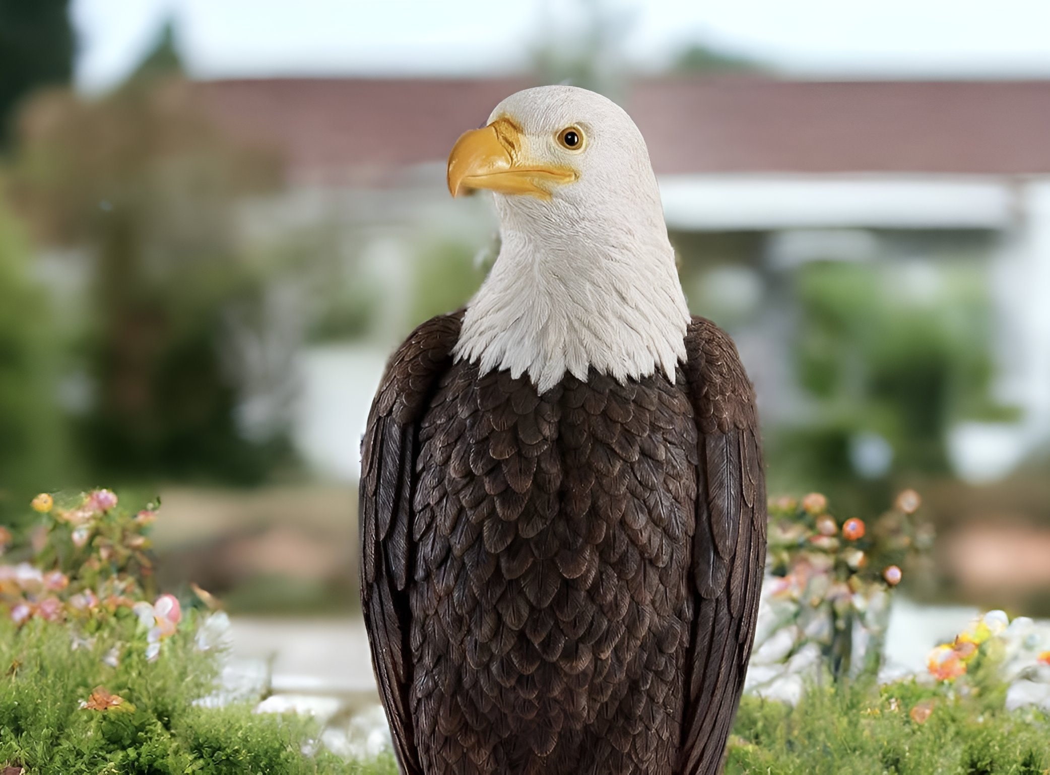 Bald Eagle Sculpture Realistic Plastic Eagle Bird Decor Garden ...