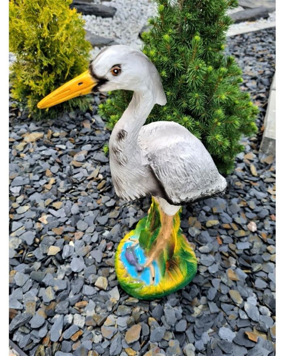 Heron Sculpture Plastic Bird Statue Tropical Decor Outdoor Heron Beach ...