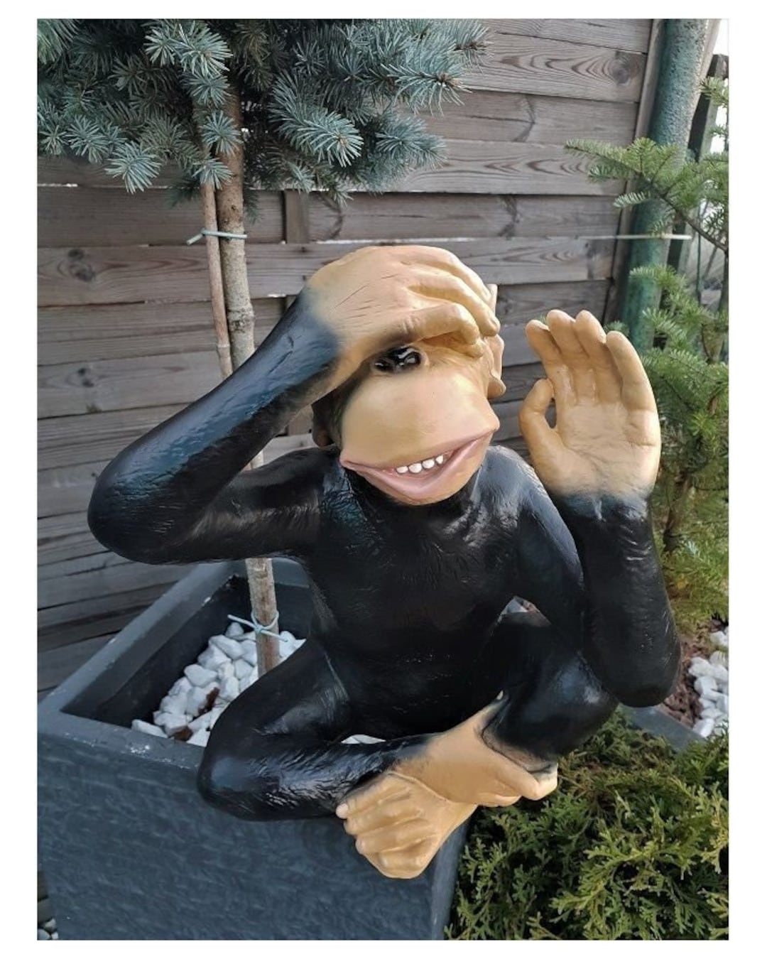 Monkey Sculpture Animal Figurine Monkey Does Not See Safari Jungle ...