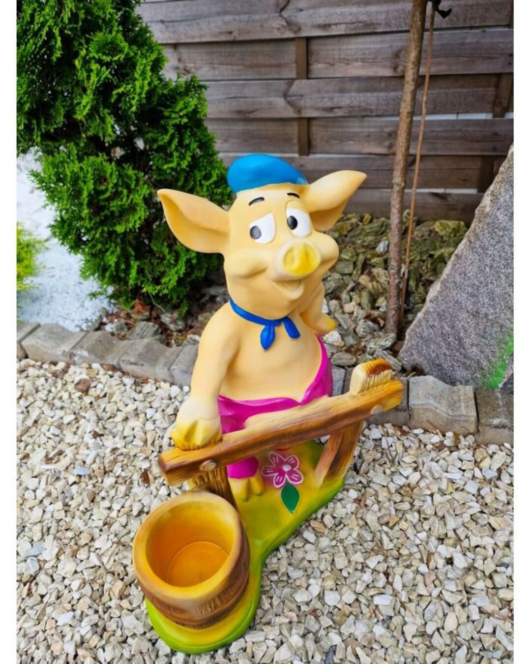 Unique Plant Pot Pig Figurine Plastic Sculpture Animal Decor Outdoor ...