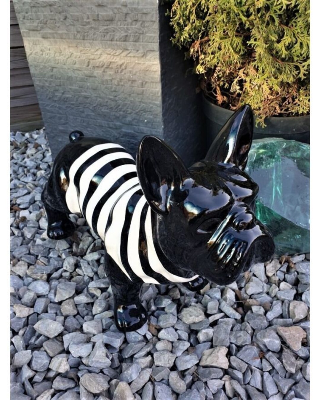 Bulldog Figurine Art Deco Dog Statue Resin Bulldog Ornament Garden ...