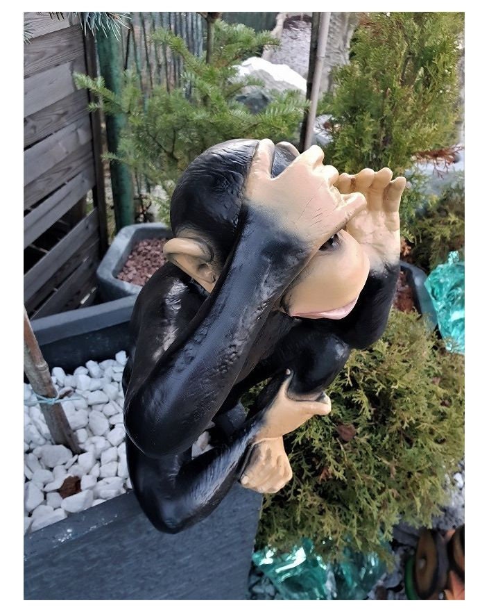 Monkey Sculpture Animal Figurine Monkey Does Not See Safari Jungle Decor Plastic Monkey Lover ...