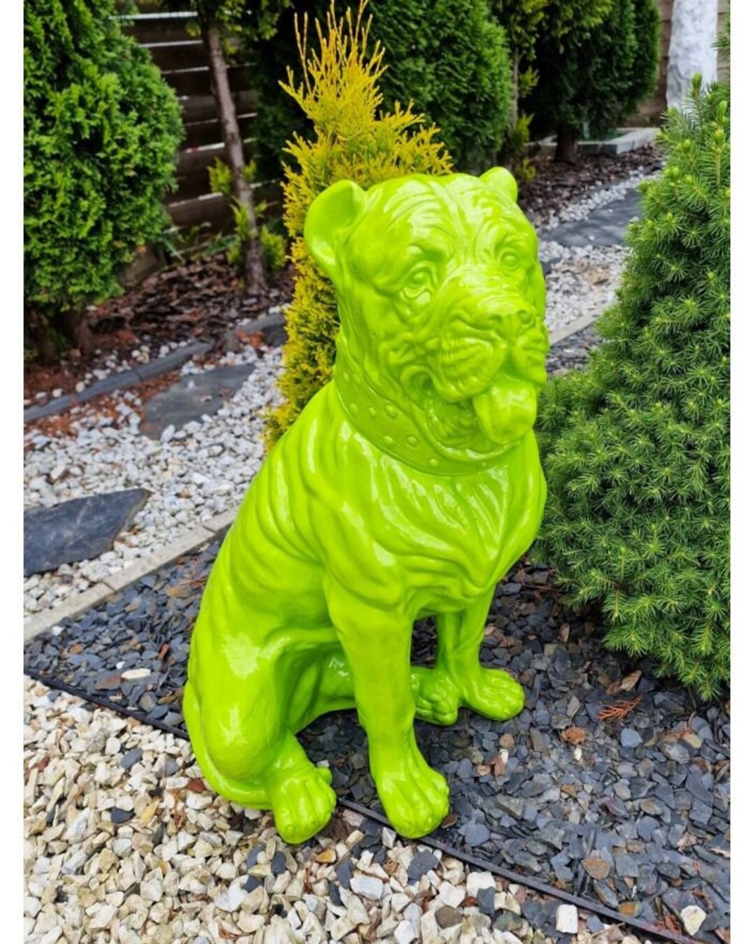 Mastiff Dog Sculpture Plastic Dog Figure Art Deco Statue Green - Etsy
