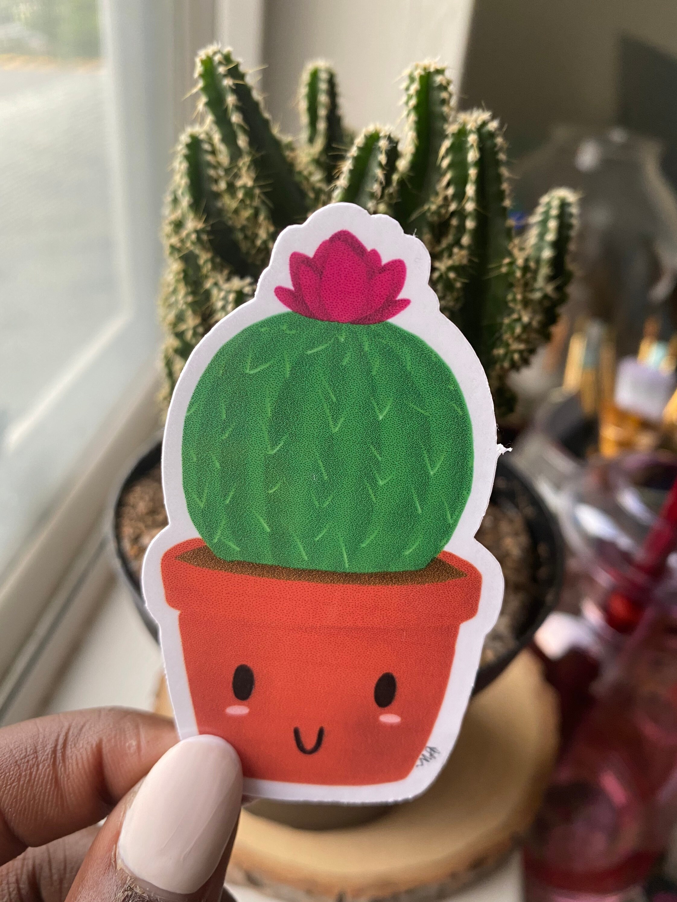 Waterproof Cactus Trio Sticker Happy Cactus Sticker Potted - Etsy UK