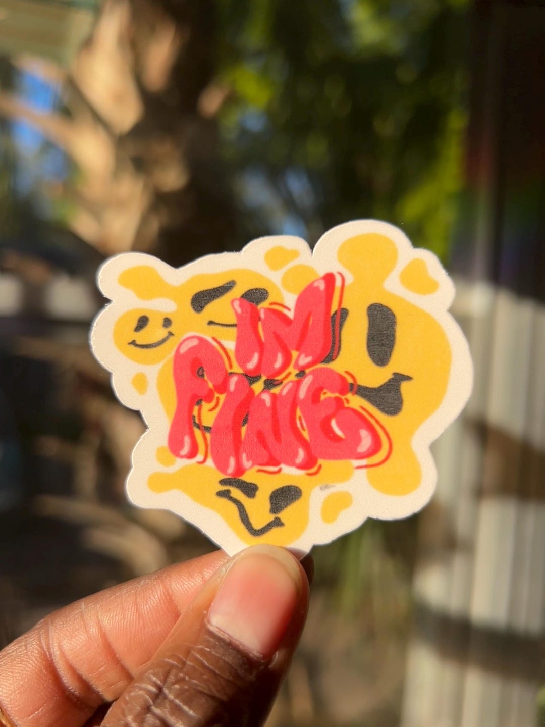 I'm Fine Smiley Face Sticker | Funny Sticker for Laptops, Water Bottles ...