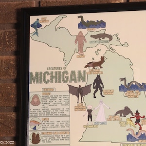 Michigan Art Print: Cryptids and Creatures of Michigan - Etsy