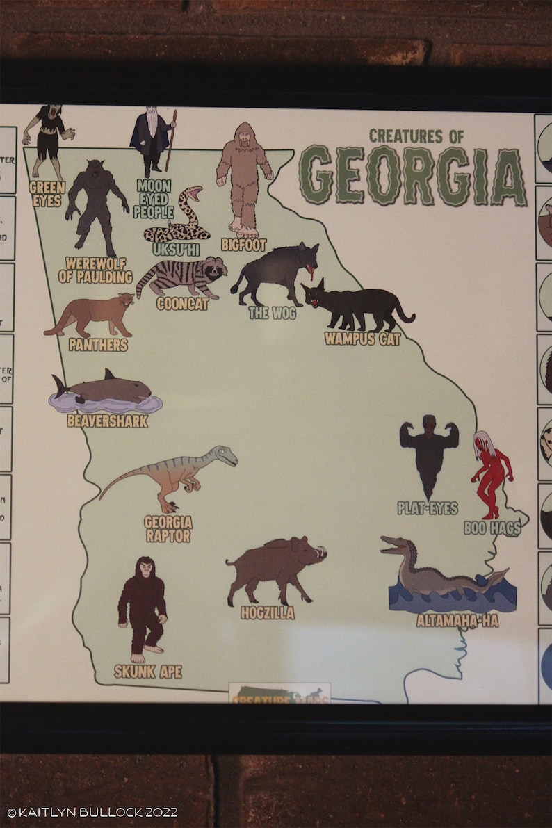 Georgia Art Print: Cryptids and Creatures of Georgia - Etsy