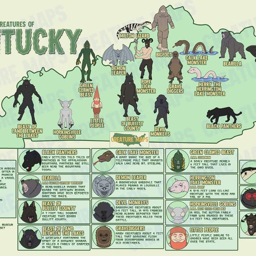 Ohio Art Print: Cryptids and Creatures of Ohio - Etsy
