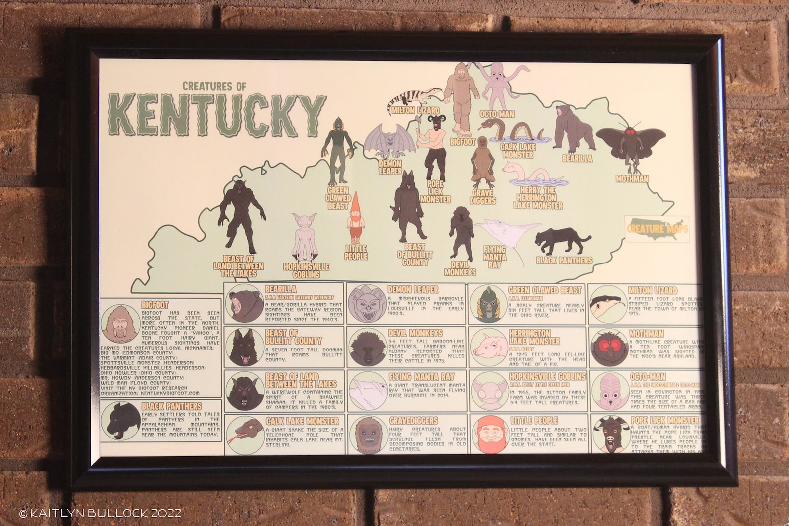 Kentucky Art Print: Cryptids and Creatures of Kentucky - Etsy