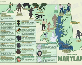 Georgia Art Print: Cryptids and Creatures of Georgia - Etsy