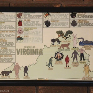Virginia Art Print: Cryptids and Creatures of Virginia - Etsy