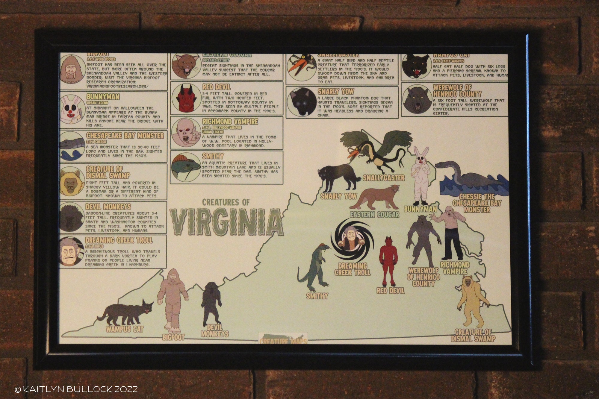 Virginia Art Print: Cryptids and Creatures of Virginia - Etsy