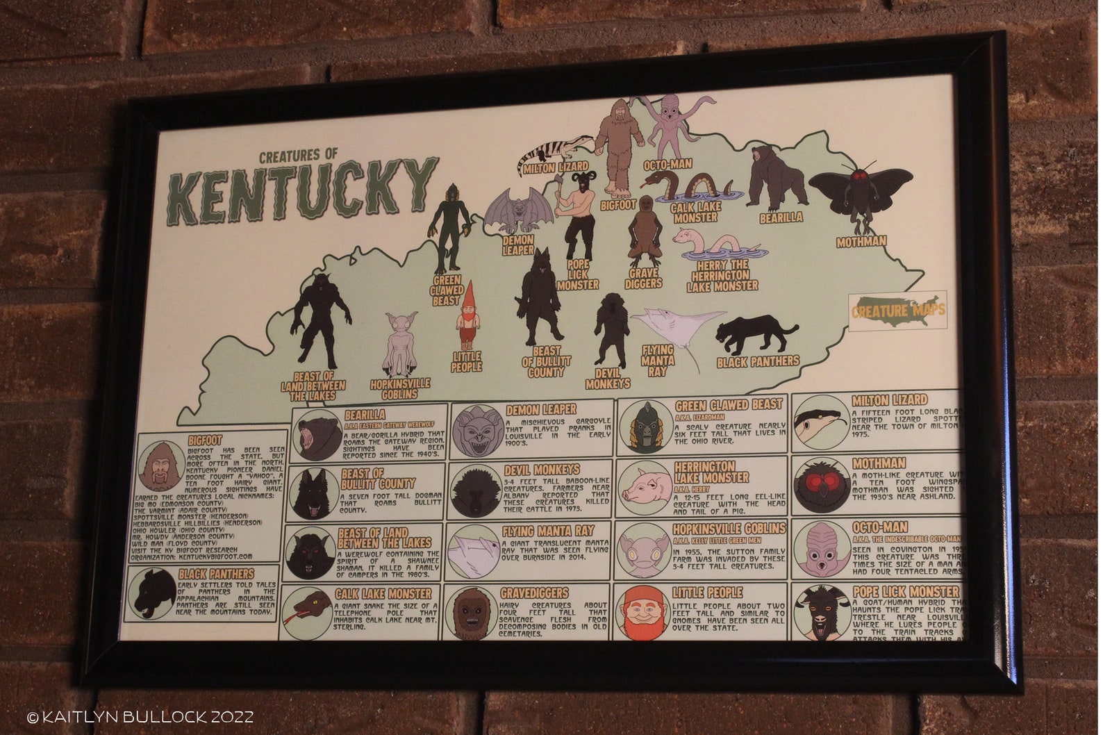 Kentucky Art Print: Cryptids and Creatures of Kentucky - Etsy