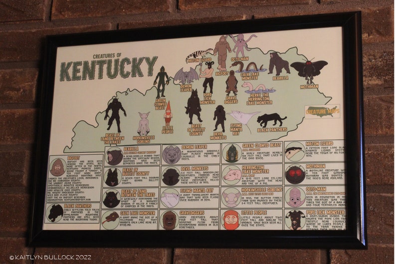 Kentucky Art Print: Cryptids and Creatures of Kentucky - Etsy