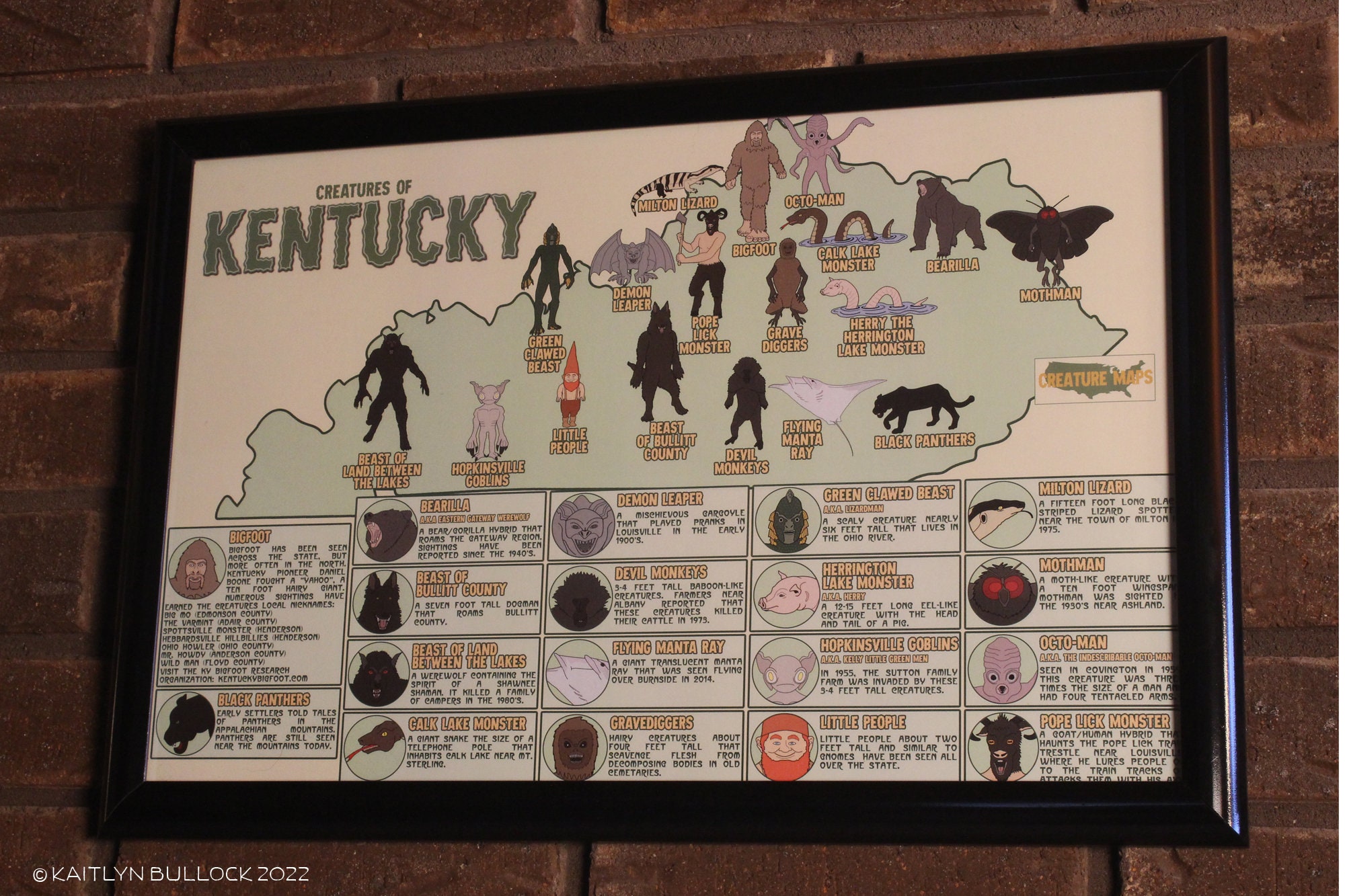 Kentucky Art Print: Cryptids and Creatures of Kentucky - Etsy