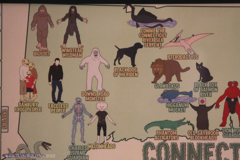 Connecticut Art Print: Cryptids and Creatures of Connecticut - Etsy
