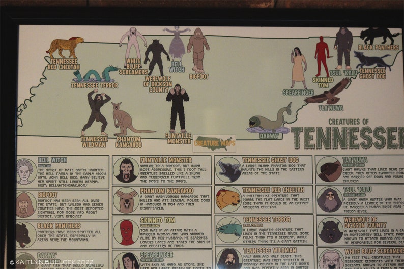 Tennessee Art Print: Cryptids and Creatures of Tennessee - Etsy