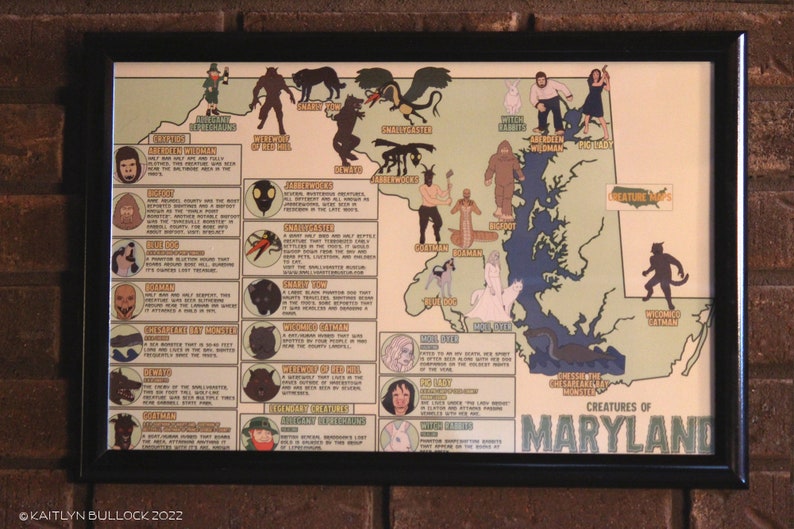 Maryland Art Print: Cryptids and Creatures of Maryland - Etsy